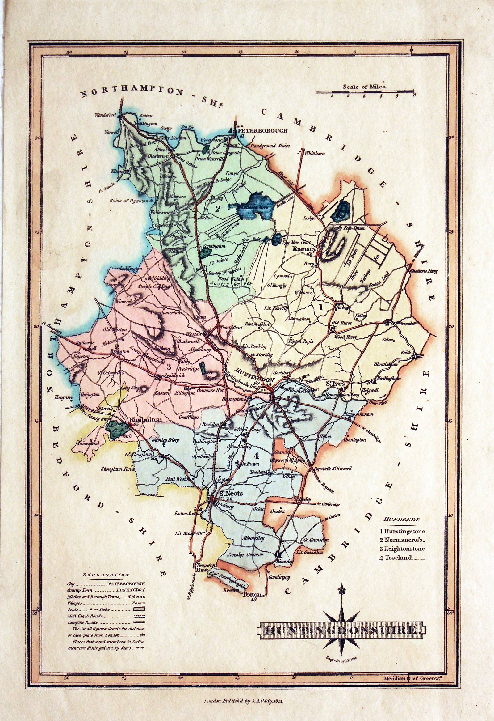 Antique Maps of Huntingdonshire, England - Richard Nicholson