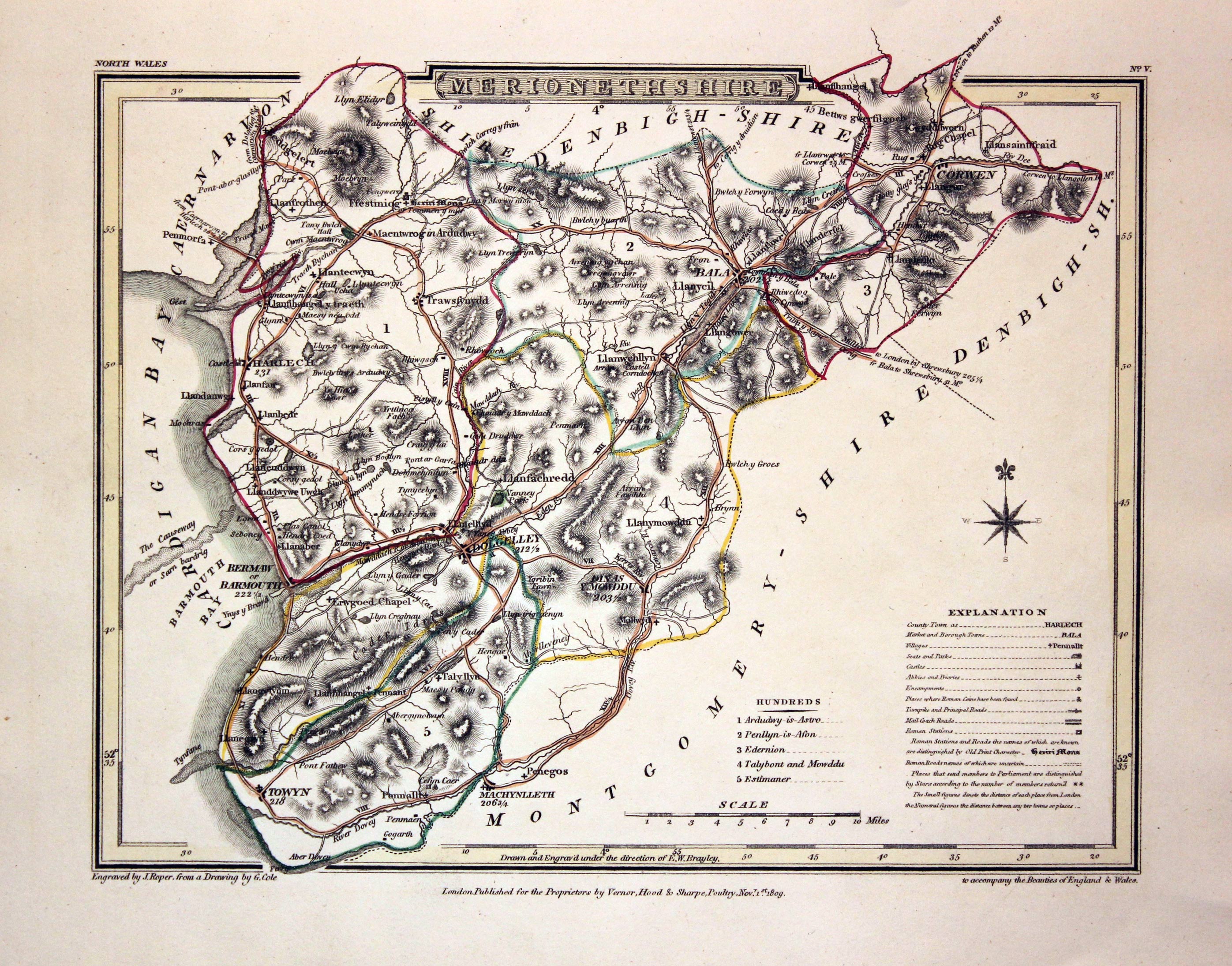 Antique Maps of Merionethshire, North Wales - Richard Nicholson