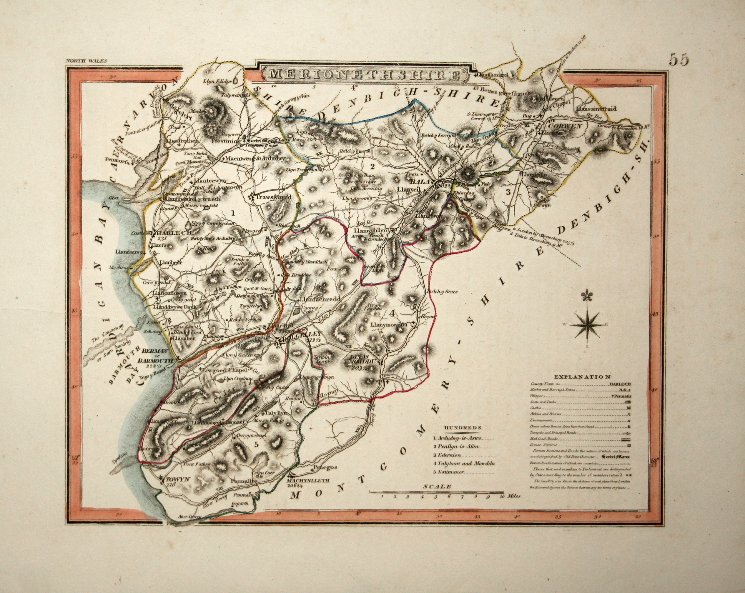 Antique Maps of Merionethshire, North Wales - Richard Nicholson