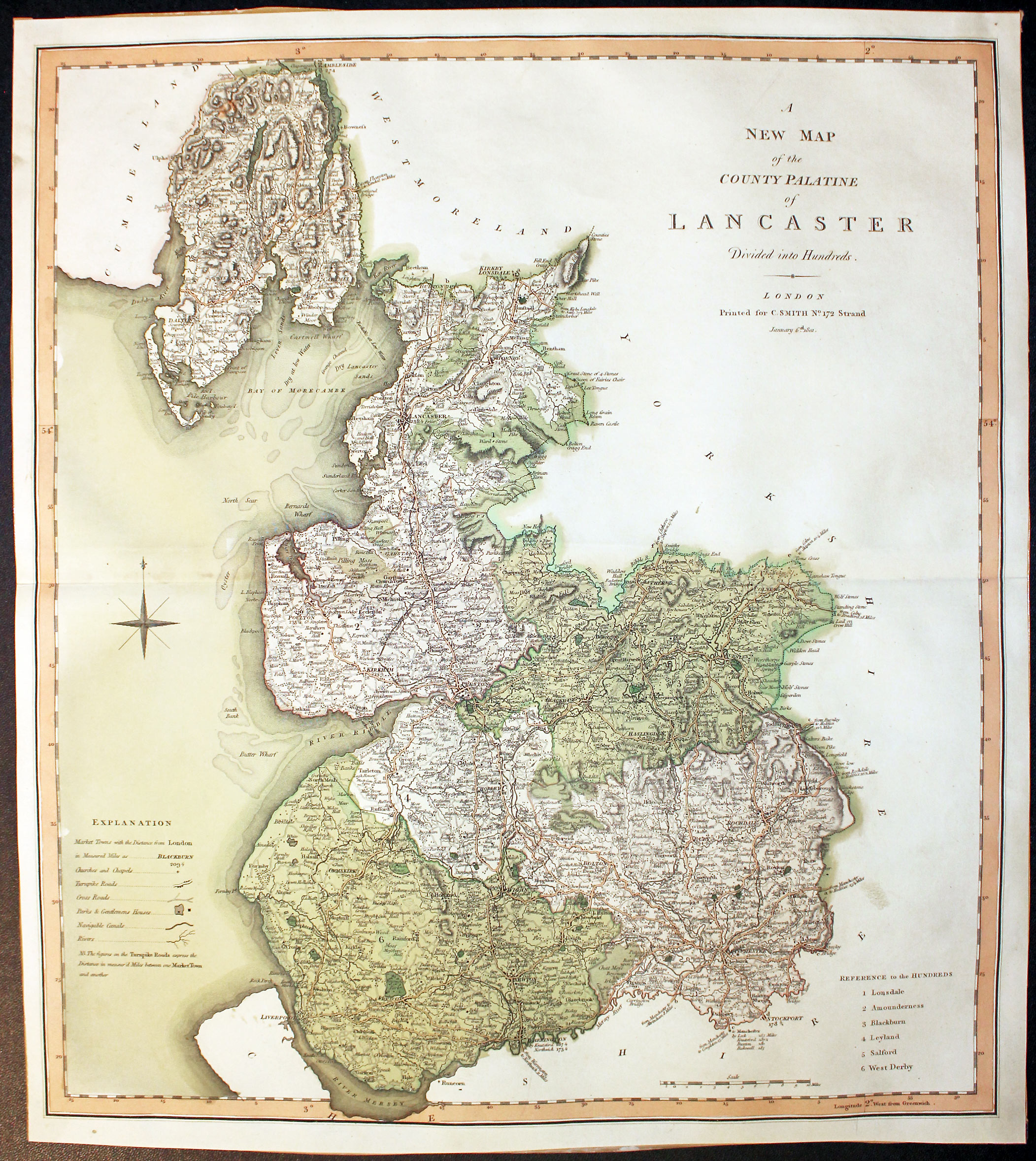 Antique Maps of Lancashire - Richard Nicholson