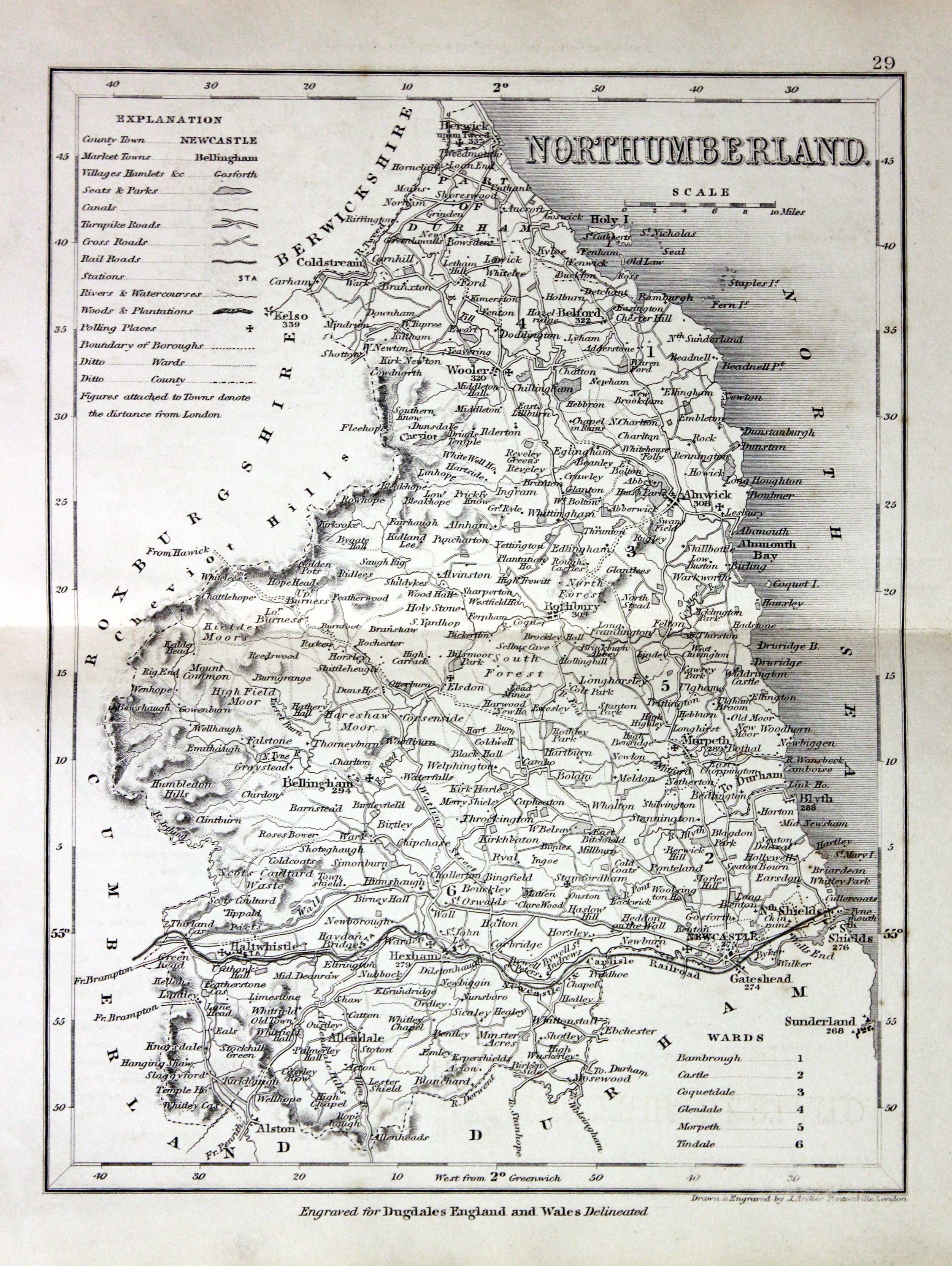 Antique Maps and Prints of Northumberland