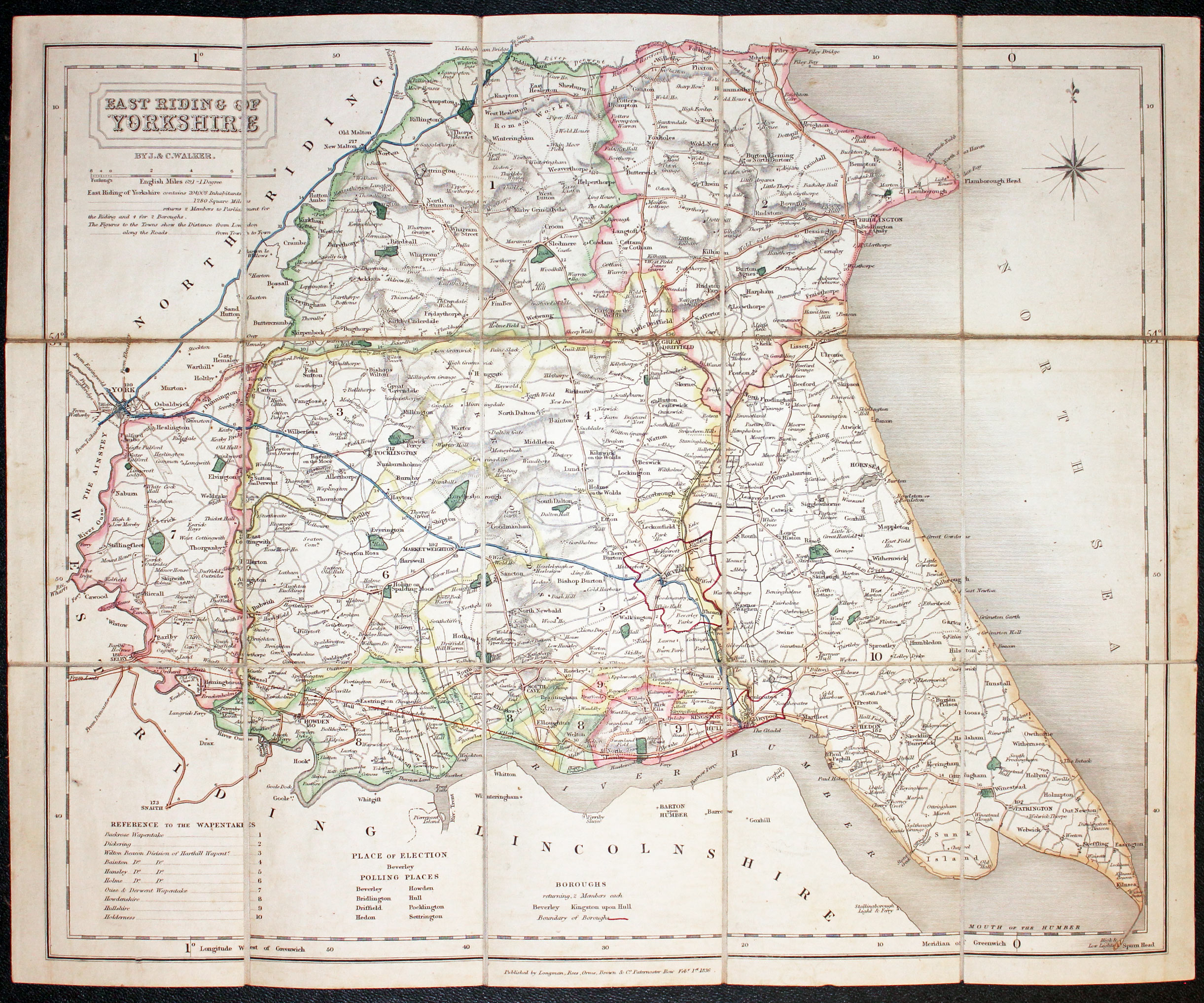 Antique Maps of Yorkshire, England - Richard Nicholson
