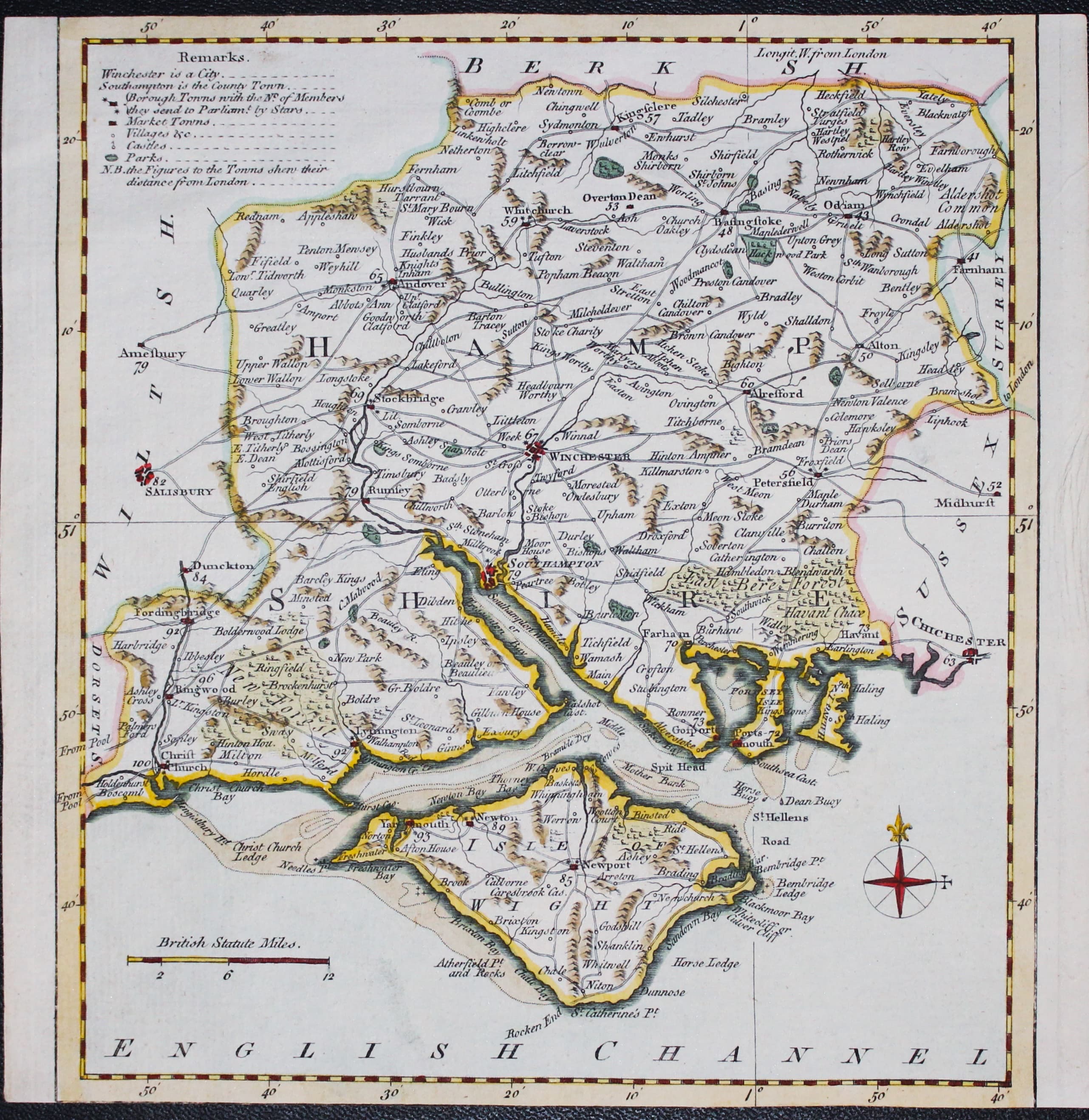 Antique Maps of Hampshire, England - Richard Nicholson